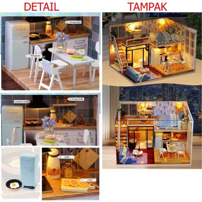 Promo Miniatur potongan ruangan rumah Boneka DIY Doll House Wooden ...