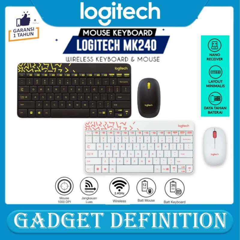 Promo LOGITECH WIRELESS MOUSE KEYBOARD MK240 / COMBO / MK 240 NANO ...