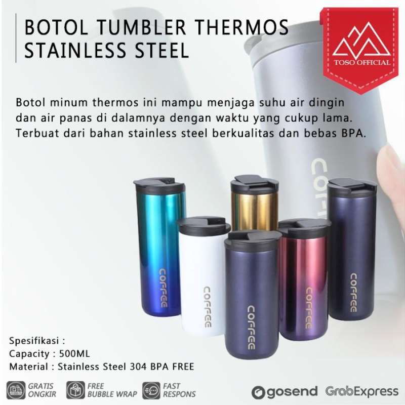 Promo BOTOL TUMBLER KOPI COFFEE CUP STAINLESS VACUUM INSULATED TERMOS ...