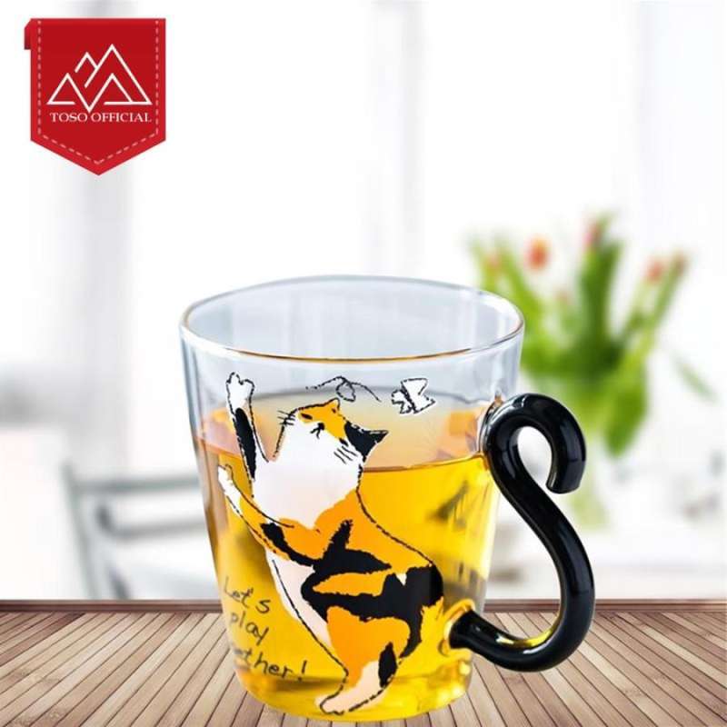 Promo Gelas Kopi Teh Susu Cute Cat Glass Mug Tea Milk Coffee Cup Tail ...