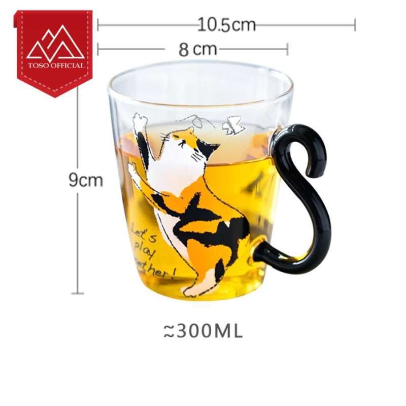 Promo Gelas Kopi Teh Susu Cute Cat Glass Mug Tea Milk Coffee Cup Tail ...