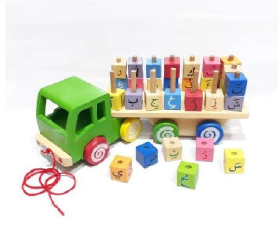 Jual Mainan Kayu Edukasi Anak SNI Truk Kayu Huruf Hijaiyah Montessori ...