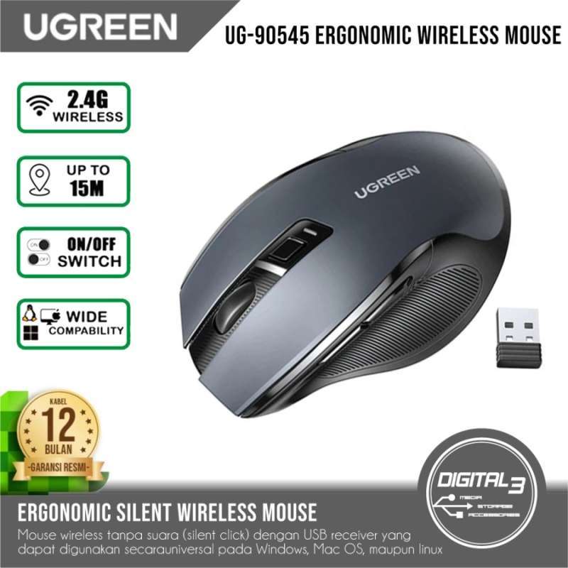 Jual Ugreen 90545 Ergonomic Mouse Wireless 2.4g Bt Silent Click Windows Mac Di Seller Digital 3 ...