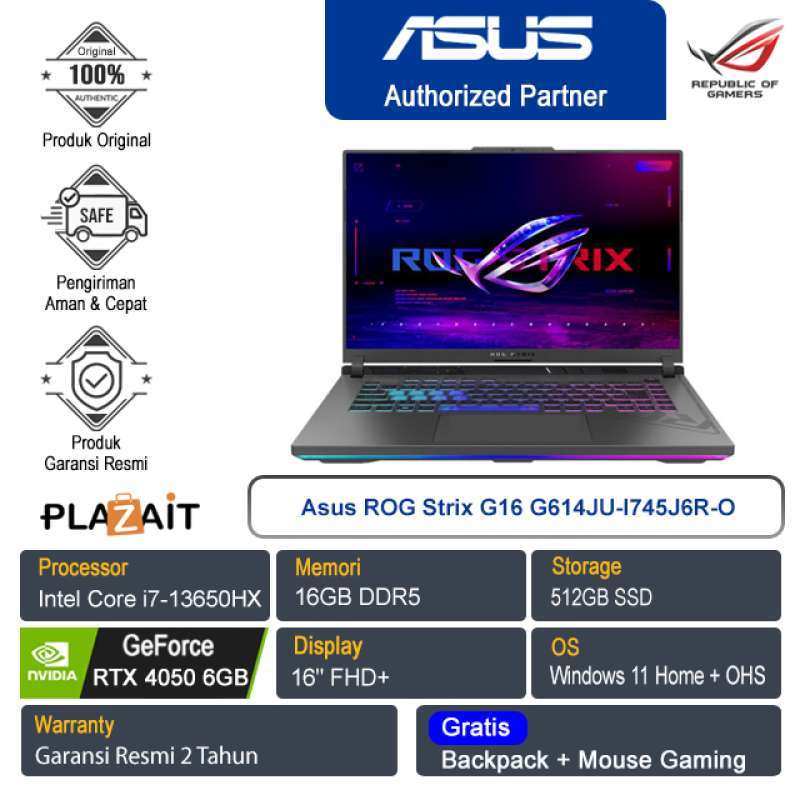 Jual Laptop Asus Rog Strix G16 G614ju-i745j6r-o /core I7-13650hx/16gb ...