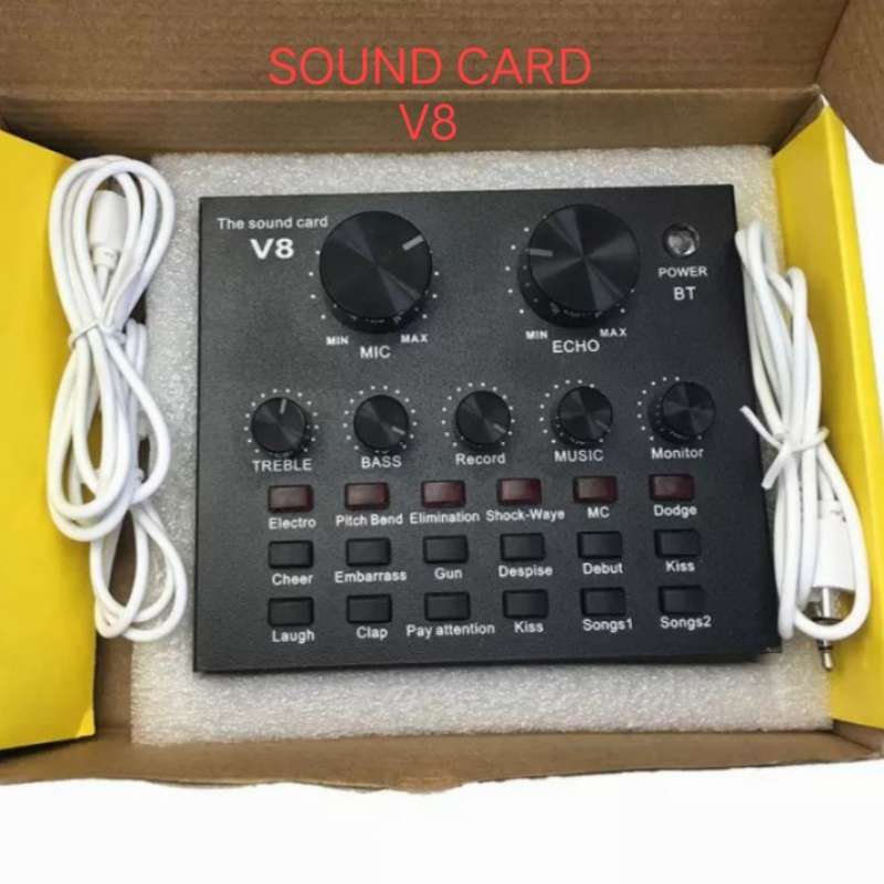 Promo soundcard v8 original bluetooth external soundcard audio recording Diskon 10% di Seller ...