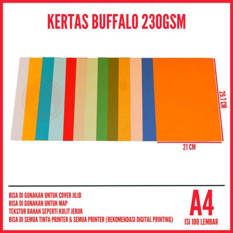 Promo kertas buffalo a4 230gsm isi 100 lembar / kertas cover jilid a4 ...