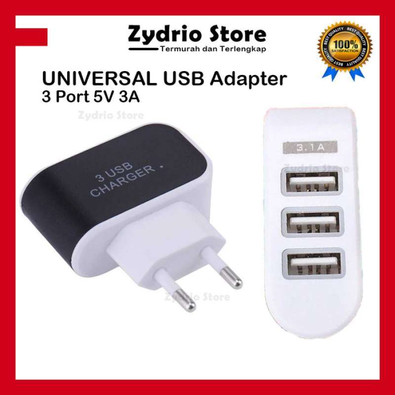 Jual Travel USB Power Adapter 3 Port 5v 3.1a / Adapter USB Kepala ...