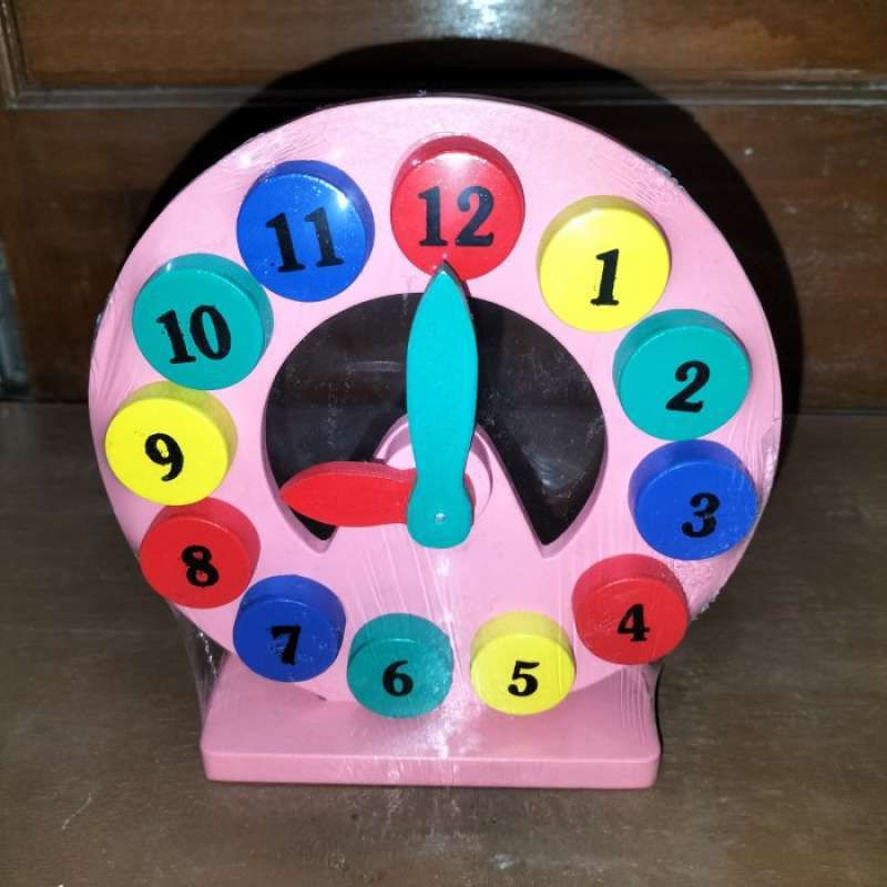 Promo jam kayu, mainan edukatif edukasi anak SNI balok TK Paud murah ...