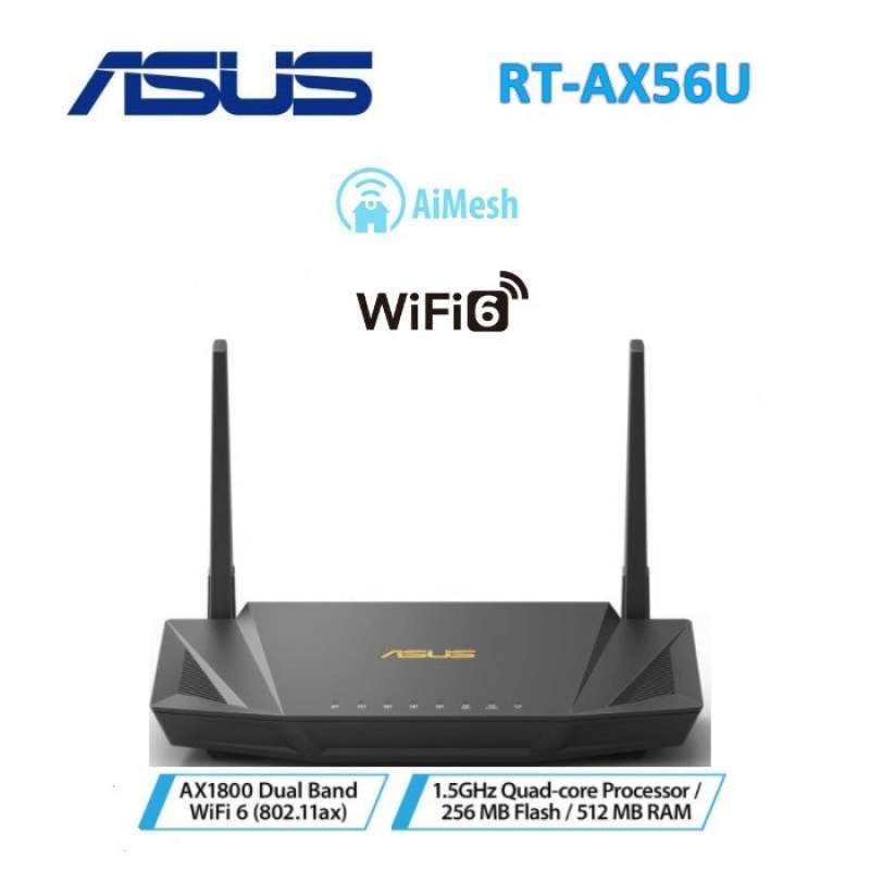 Promo Asus Rt-ax56u Wifi 6 Dual-band Router Ax1800 With Aimesh Rtax56u ...