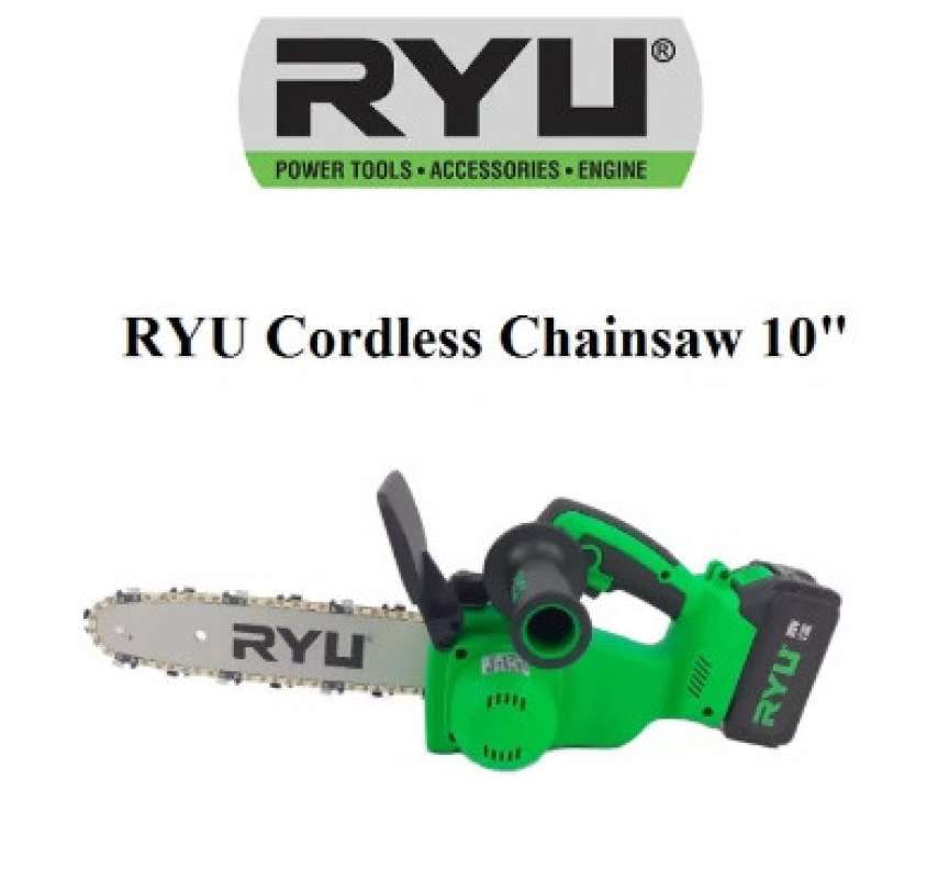 Promo Mesin Chainsaw Cordless RYU RCCH 10 Inci Gergaji Baterai 20V ...