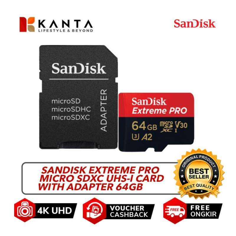 Jual Sandisk Extreme Pro Micro SD 64GB Plus Adaptor di Seller kanta ...