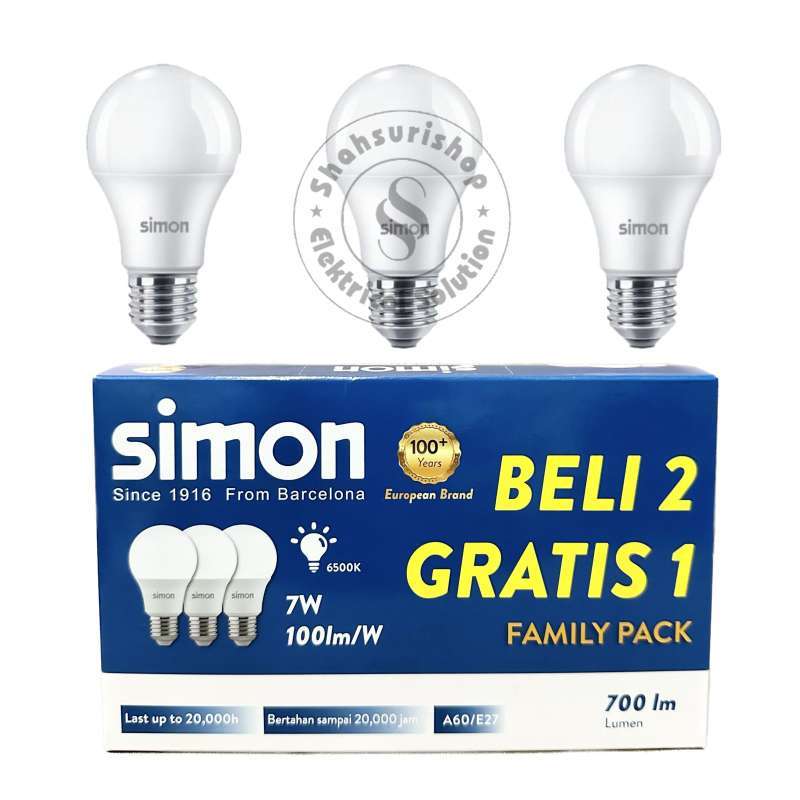 Jual SIMON FAMILY PACK LED 7 W BELI 2 GRATIS 1 LAMPU MURAH BERGARANSI ...
