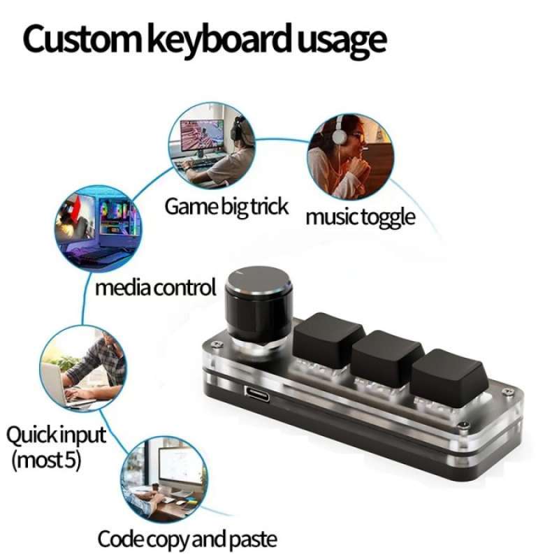 Jual Macro Mechanical Keyboard Rgb Mini Custom 3 Keys + Knob Di Seller ...