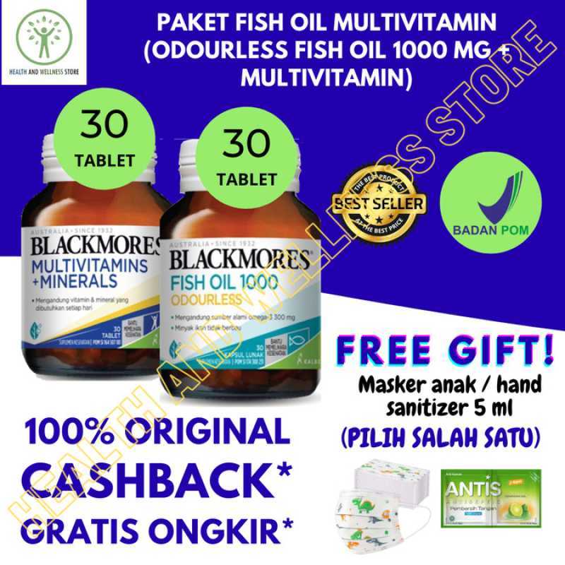 Jual paket blackmores multivitamin minerals odourless fish oil 1000 mg 30s di Seller Zebaa Shop ...