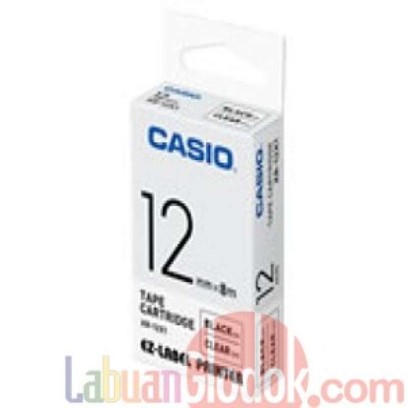 Promo CASIO EZ - Label Printer XR-12X1 12mm Black Ink Clear/Casio 12mm ...