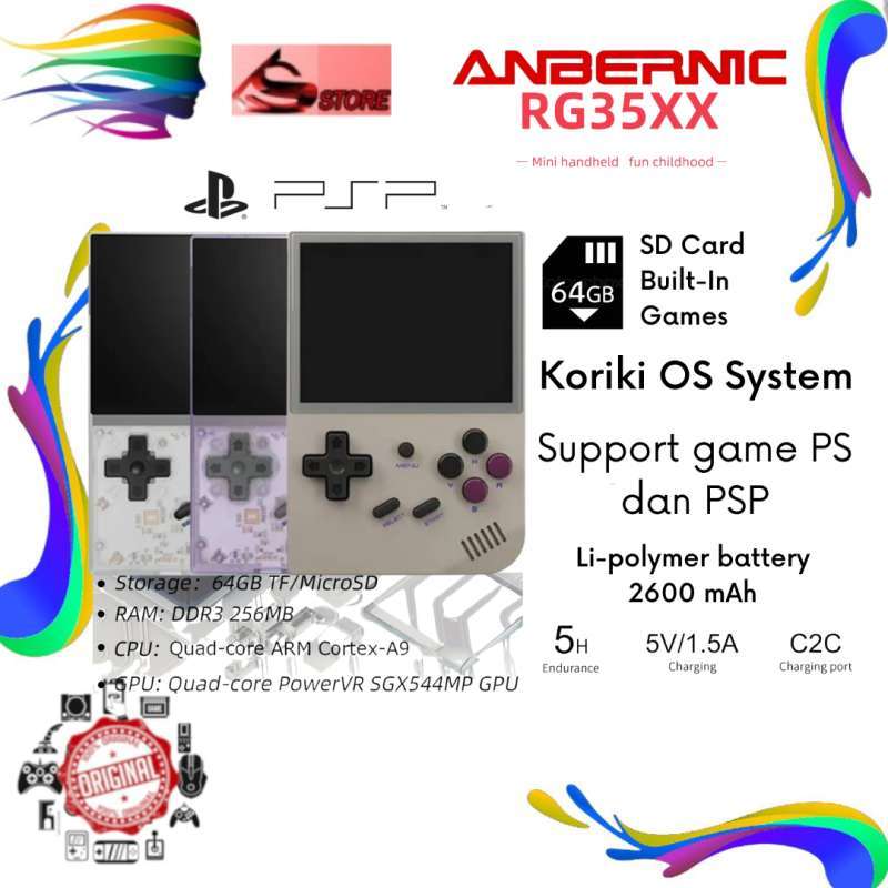 Promo RG35XX Portable Handheld Game Console Retro PSP Koriki System ...