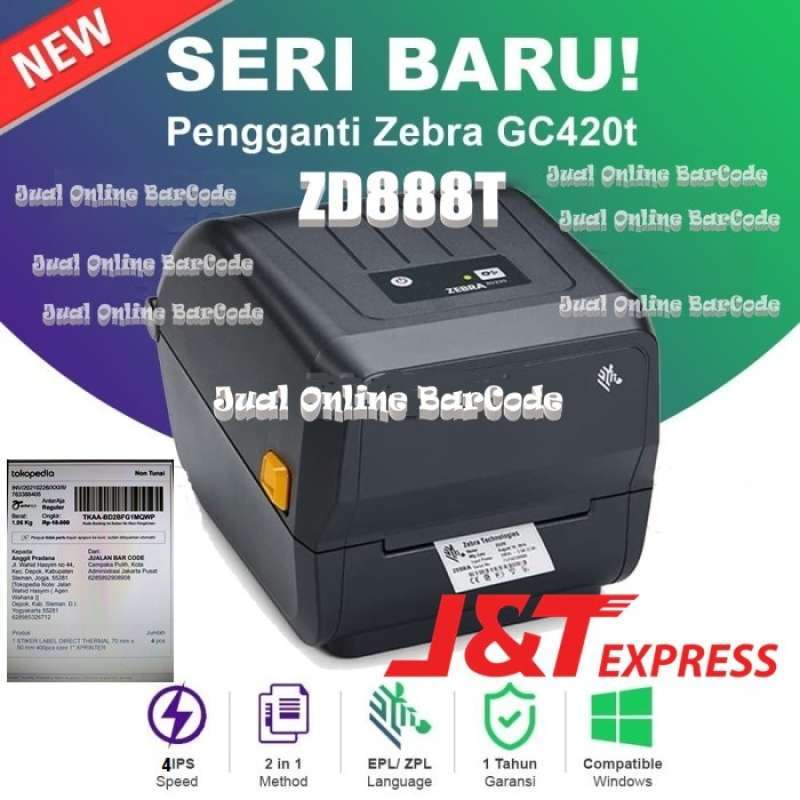 Jual Paket Murah Printer Barcode Zebra Zd888 Bonus Ribbon 110 Mm X 74 Meter di Seller Tunnel ...