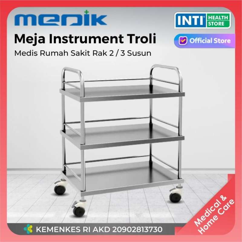Jual Medik | Meja Instrument Troli Medis Rumah Sakit Rak 2 / 3 Susun Di ...