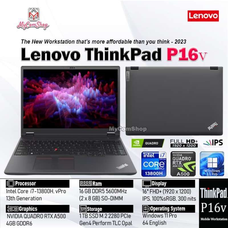 Jual Lenovo Thinkpad P16v I7-13800h 16gb Ram 1tb Ssd Rtx A500 4gb 16 ...