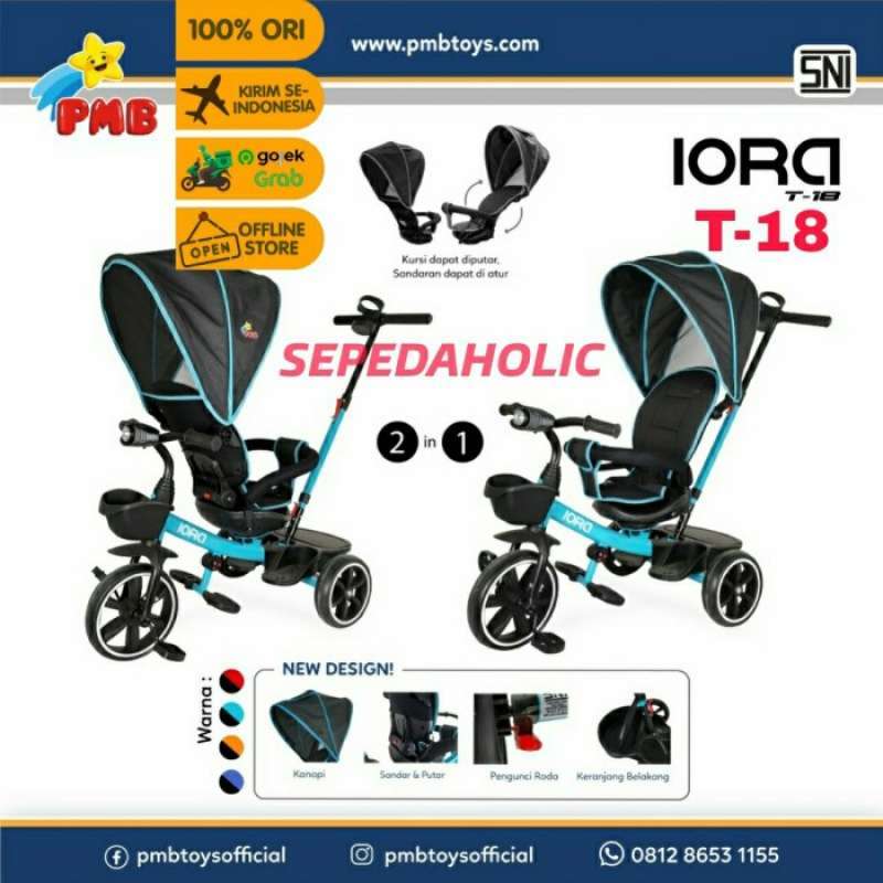 Promo Sepeda Anak Roda Tiga Pmb Iora T 18 Fitur Lengkap - Merah ...