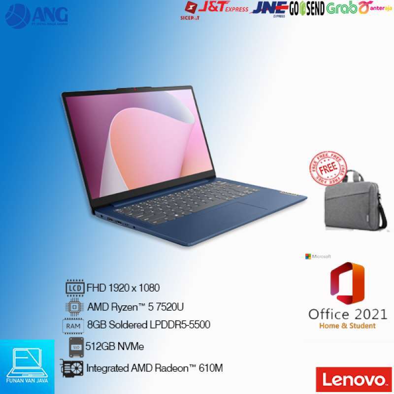 Jual CNC Lenovo IdeaPad Slim 3 14AMN8 82XN0003ID AMD Ryzen 5 7520U 8GB 512GB SSD 14 FHD IPS