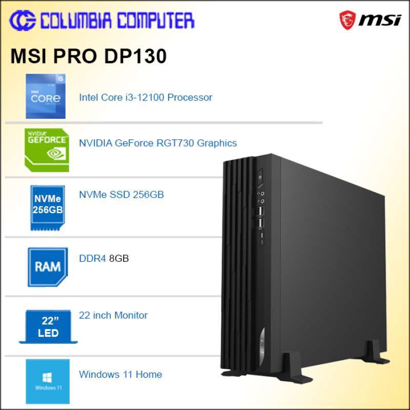 Jual MSi Desktop PC Pro DP130-VGA i3-12100 8GB 256GB GT710 Win11 22inch ...