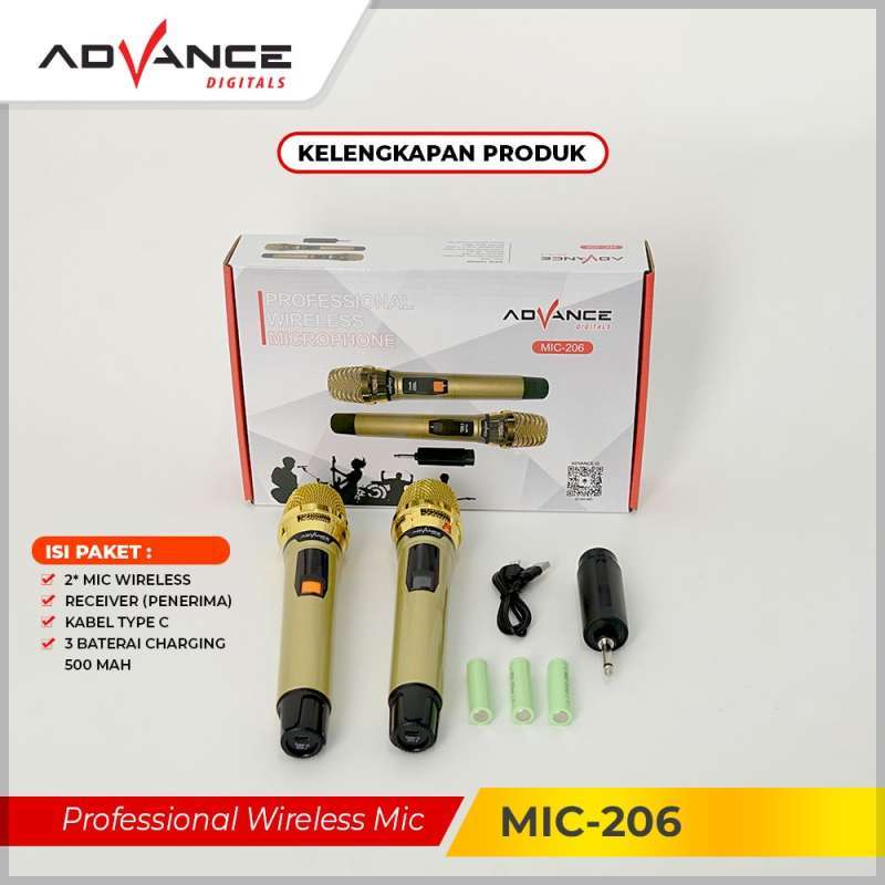 Promo Advance Mic206 Double Digital Mic Wireless Microphone Metalic ...