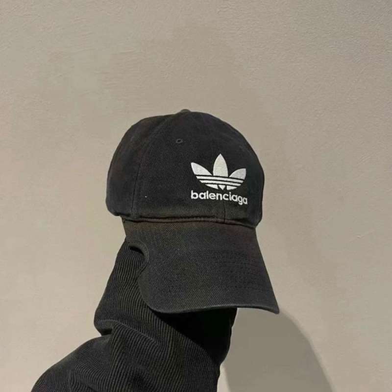Jual Balenciaga x Adidas baseball cap with worn-out effect in black di ...