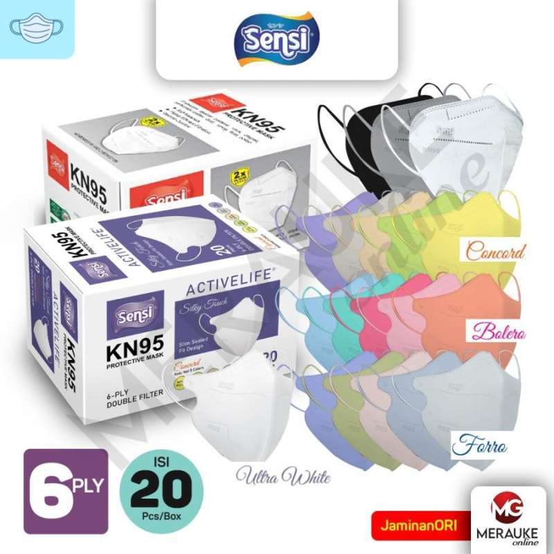Jual Masker SENSI KN95 Earloop 6 Ply Double Filter Box isi 20pcs ...