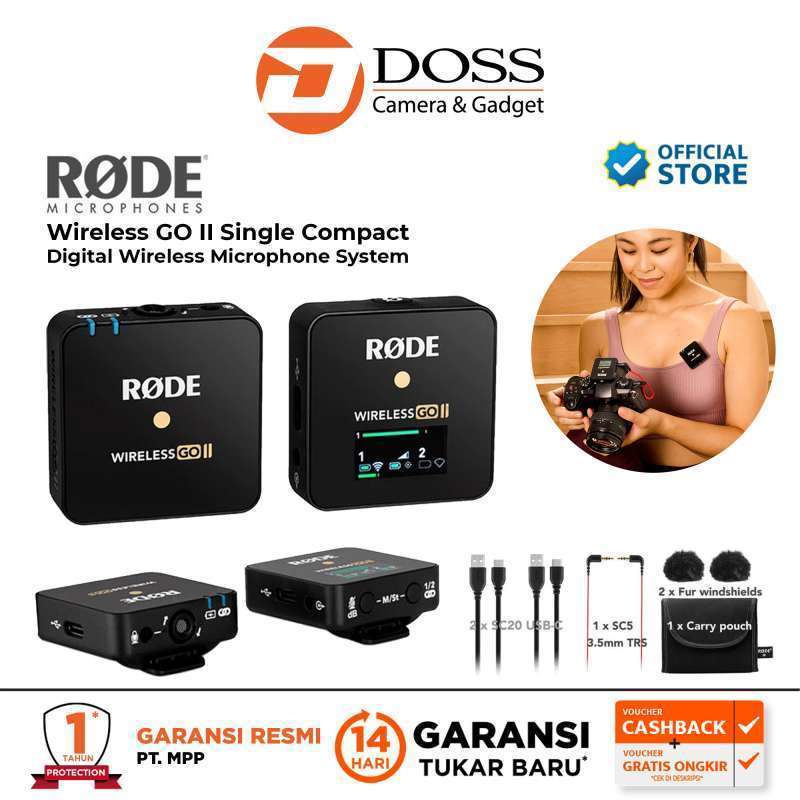 Jual Rode Wireless GO II Single Compact Digital Wireless Microphone System/Recorder di Seller ...