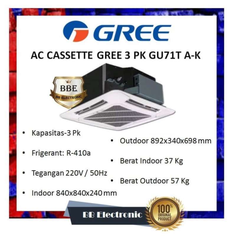 Promo AC CASSETTE GREE 3 PK GU71T A-K Diskon 23% di Seller Indah Jaya Mandiri - Tegal Alur, Kota ...