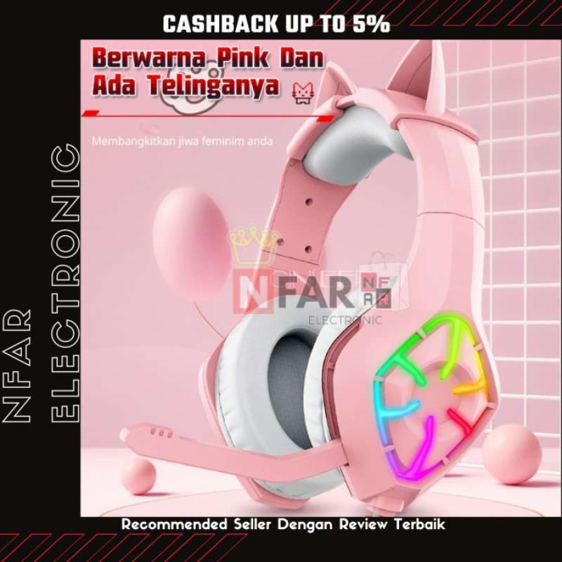 Jual Headset Gaming Cat Ear RGB Headphone Gaming Model Telinga Kucing ...