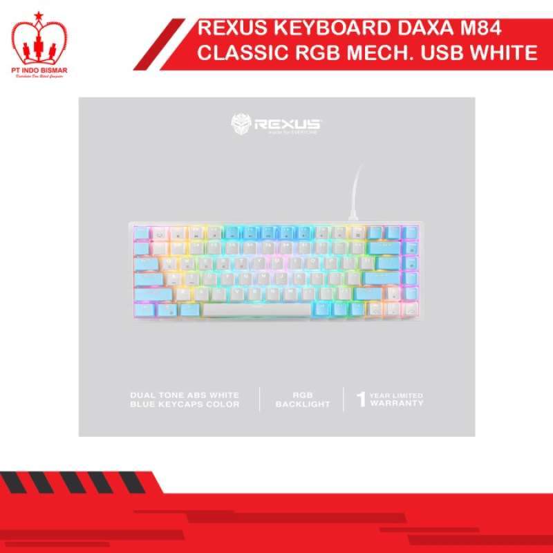 Jual Rexus Keyboard Daxa M84 Classic RGB Mech. USB White di Seller ...