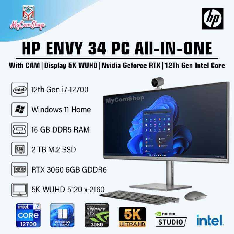 Jual Hp Envy 34 Pc Aio I7-12700 16gb Ram 2tb Ssd Rtx 3060 6gb 5k Wuhd ...
