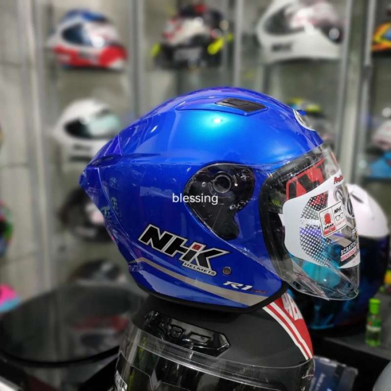 Promo Nhk R1 Max Solid Candy Blue Helm Open Face Doble Visor Diskon 23% ...