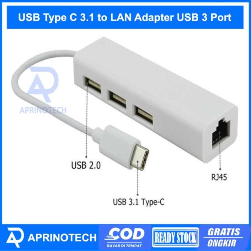 Promo Usb Type C To Lan Adapter Usb 3 Port Rj45 Lan Converter Adapter ...