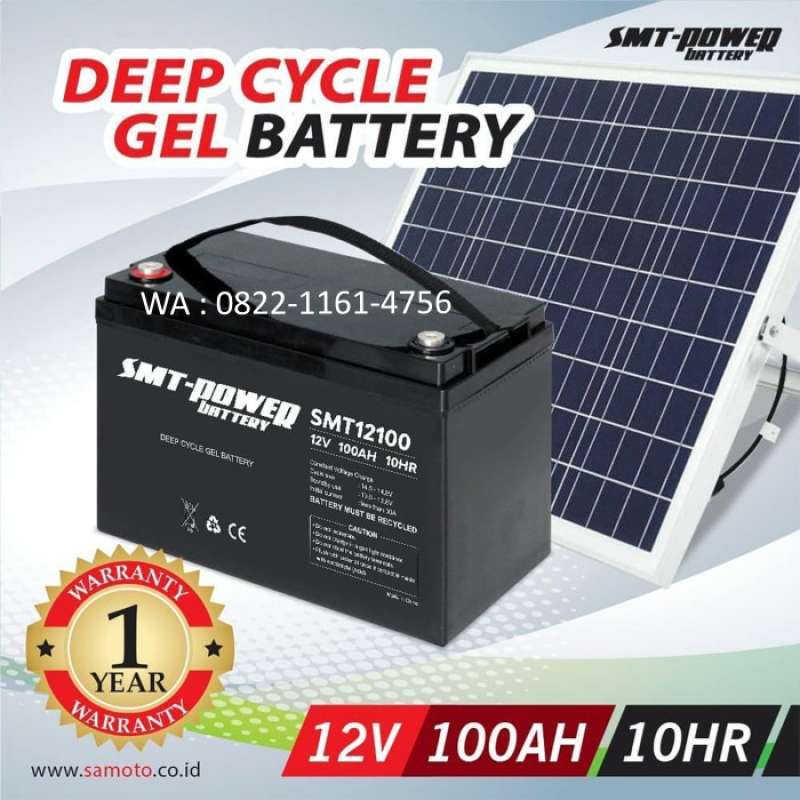 Promo Battery AKI SMT12100 12V 100Ah Deep Cycle Baterai UPS Solar Panel ...