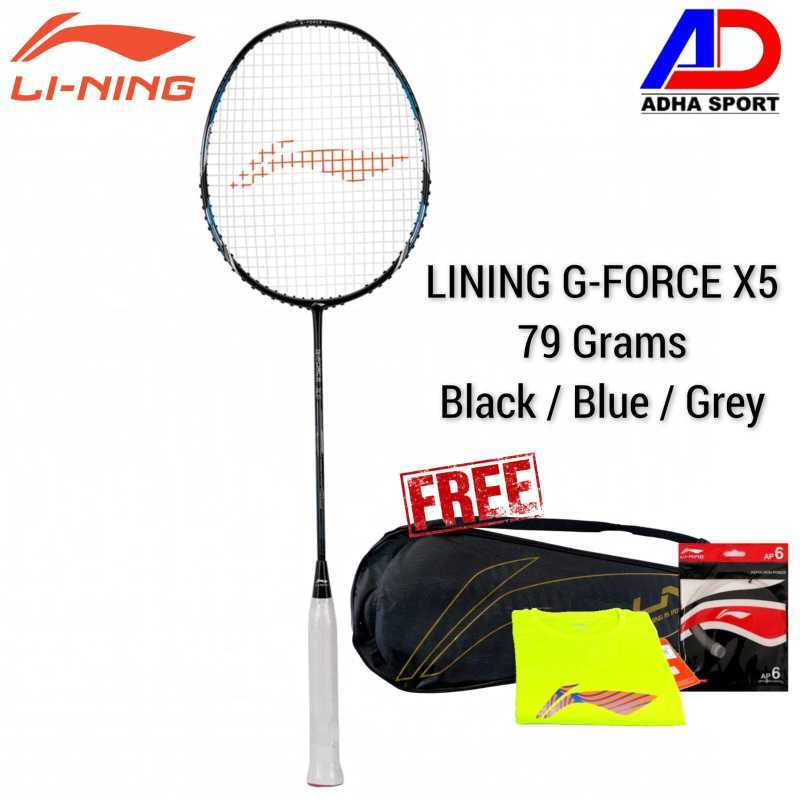 Jual Lining G-Force X5 | 79g Black Blue Grey Raket Badminton ...