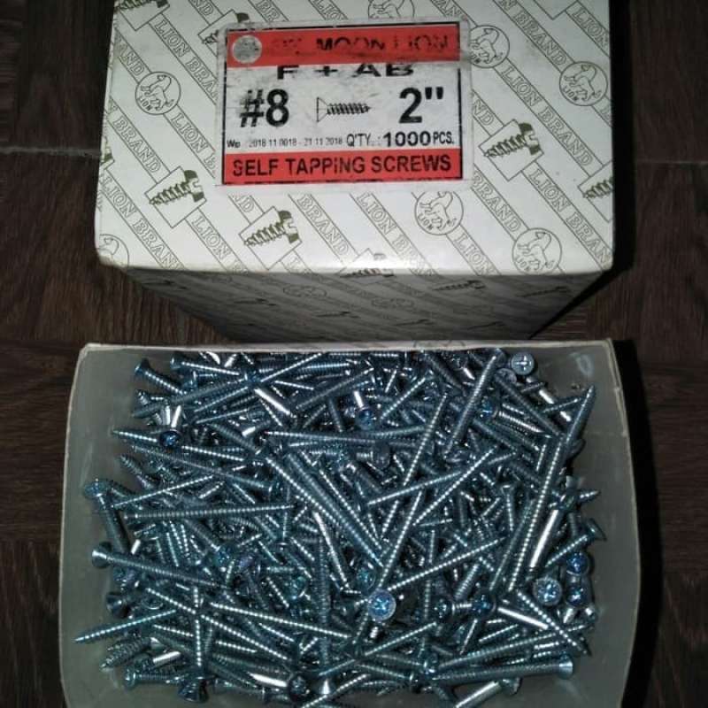 Promo SKRUP TAPPING 8X2 (5CM) MOON LION KEPALA RATA PER BOX ISI 1000PCS ...