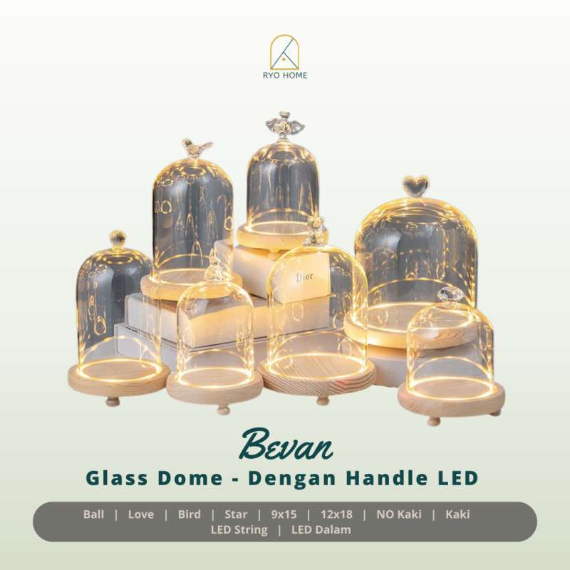 Jual Ryo Home - BEVAN Display Glass Dome Dengan Handle LED Lights ...