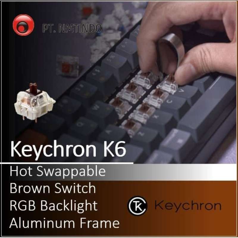 Promo Keychron K6 Hot-Swappable Brown Switch RGB Backlight Aluminum ...