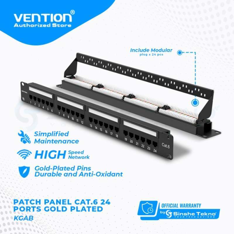 Promo Vention Network Patch Panel Gigabit Ethernet Lan Rj45 Wall ...