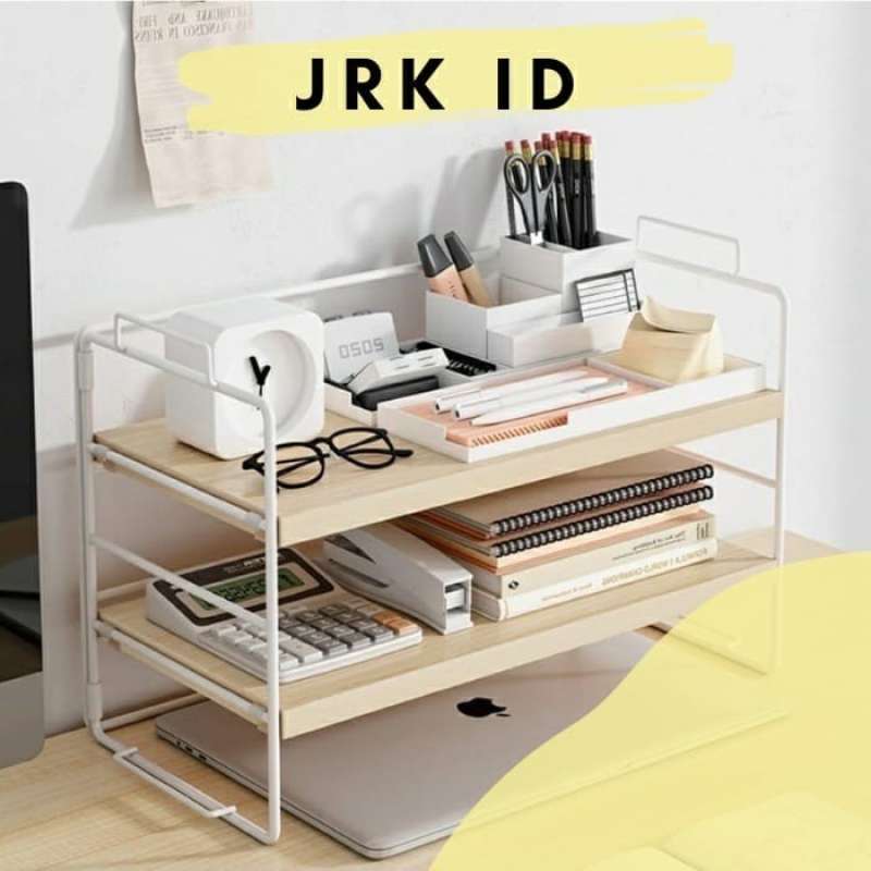 Promo Jrk.Id Rak Meja Belajar 2 Papan Kayu Estetik Adjustable Diskon 35 ...