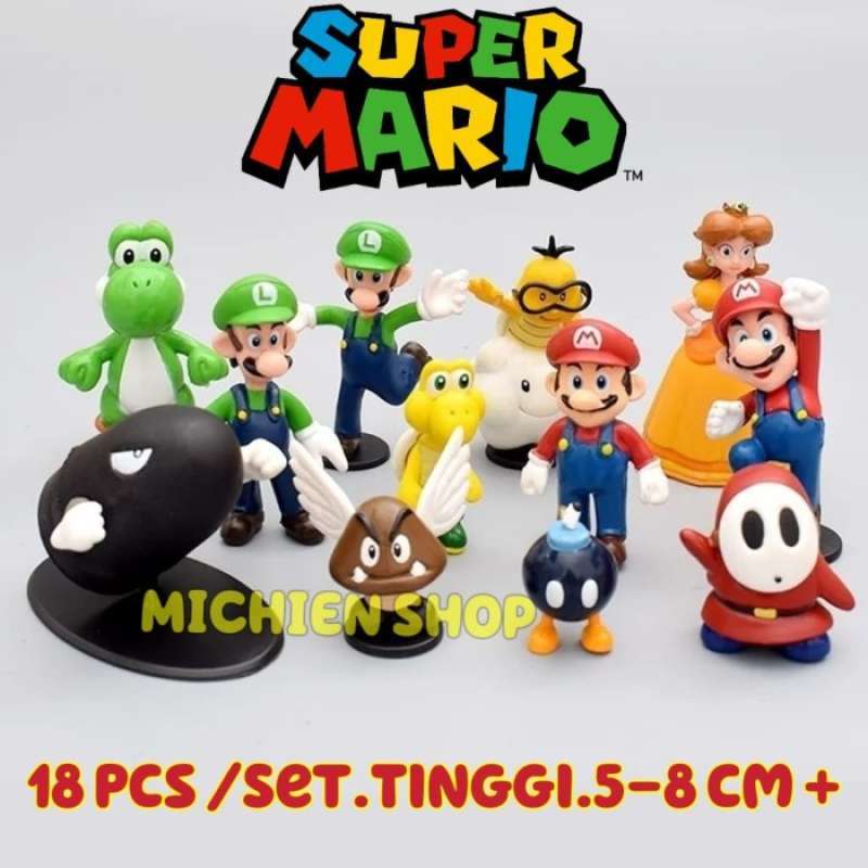 Jual Fg223 Super Mario Bros Action Figure Set 18 Pcs Pajangan Miniatur ...