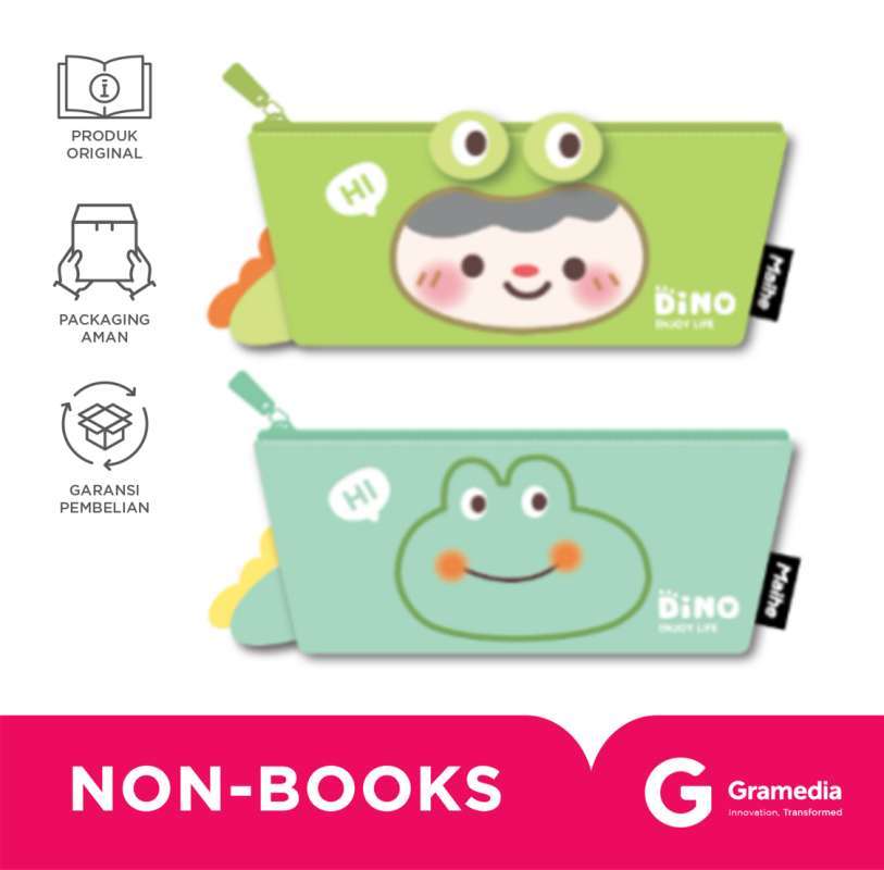 Promo Kako Pencase Trapezoid Little Boy & Dino Green Blue Diskon 10% Di Seller Gramedia Official ...