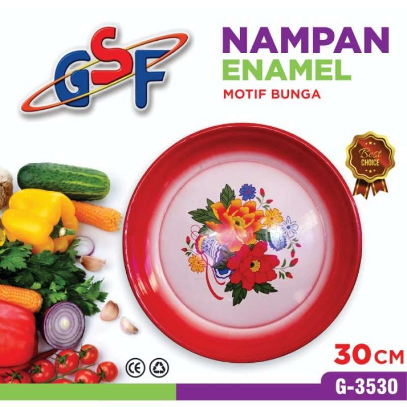 Jual Nampan Bulat Enamel / Nampan Seng Jadul / Baki Enamel Bunga di ...