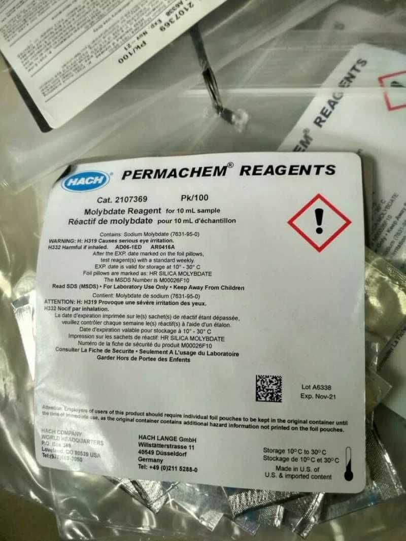 Promo Hach 2107369, Molybdate Reagent For Hr Silica, 10 Ml, Pk/100 ...