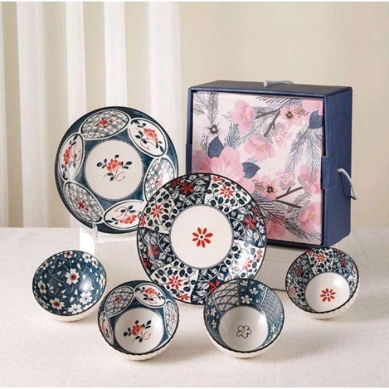 Promo Rumauma Yeoko 6in1 Japanese Ceramic Bowl Set Gift Box With ...