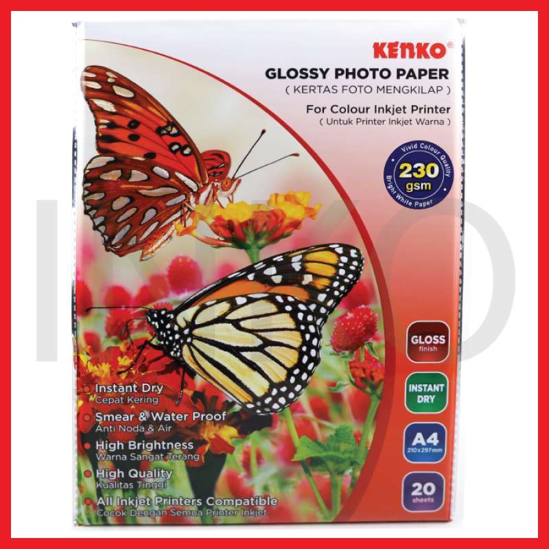 Jual Kenko Glossy Photo Paper 230gsm A4 20 Sheets Di Seller Inko Sta ...