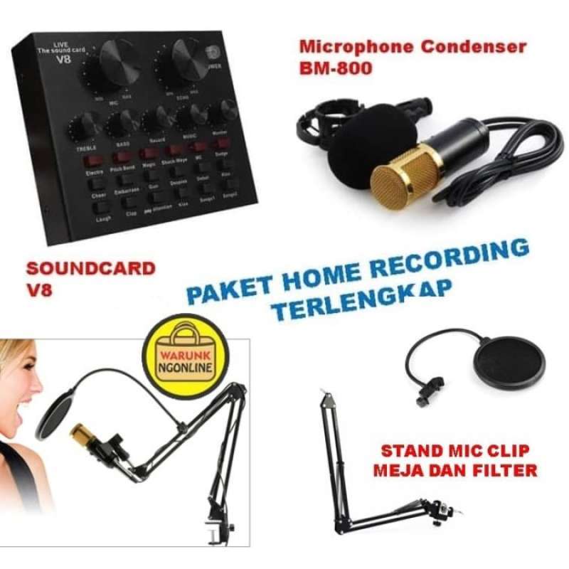 Promo Paket Alat rekaman - home recording Mic BM-800 - Soundcard V8 ...